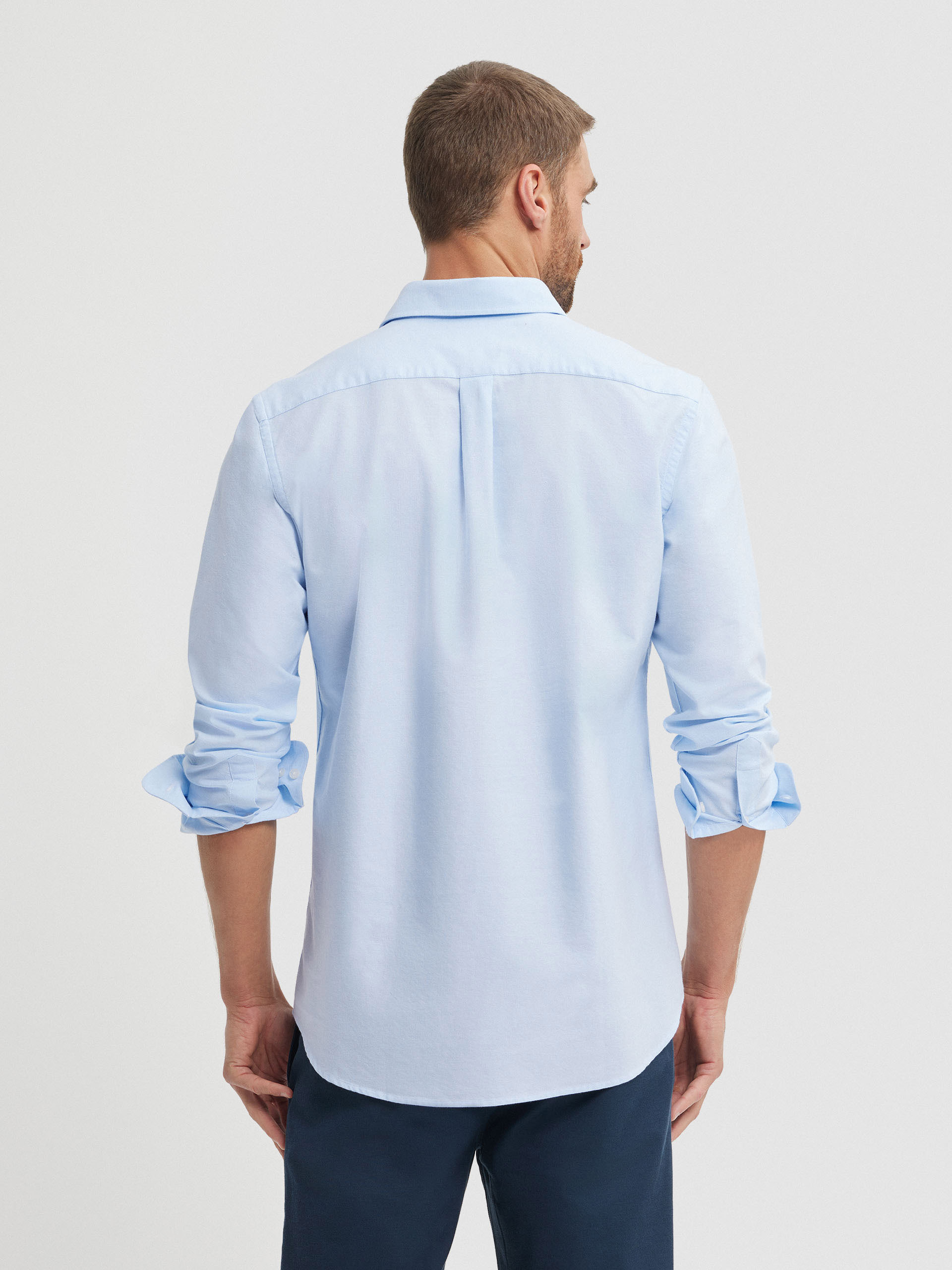 POLERA OXFORD SOLID CELESTE