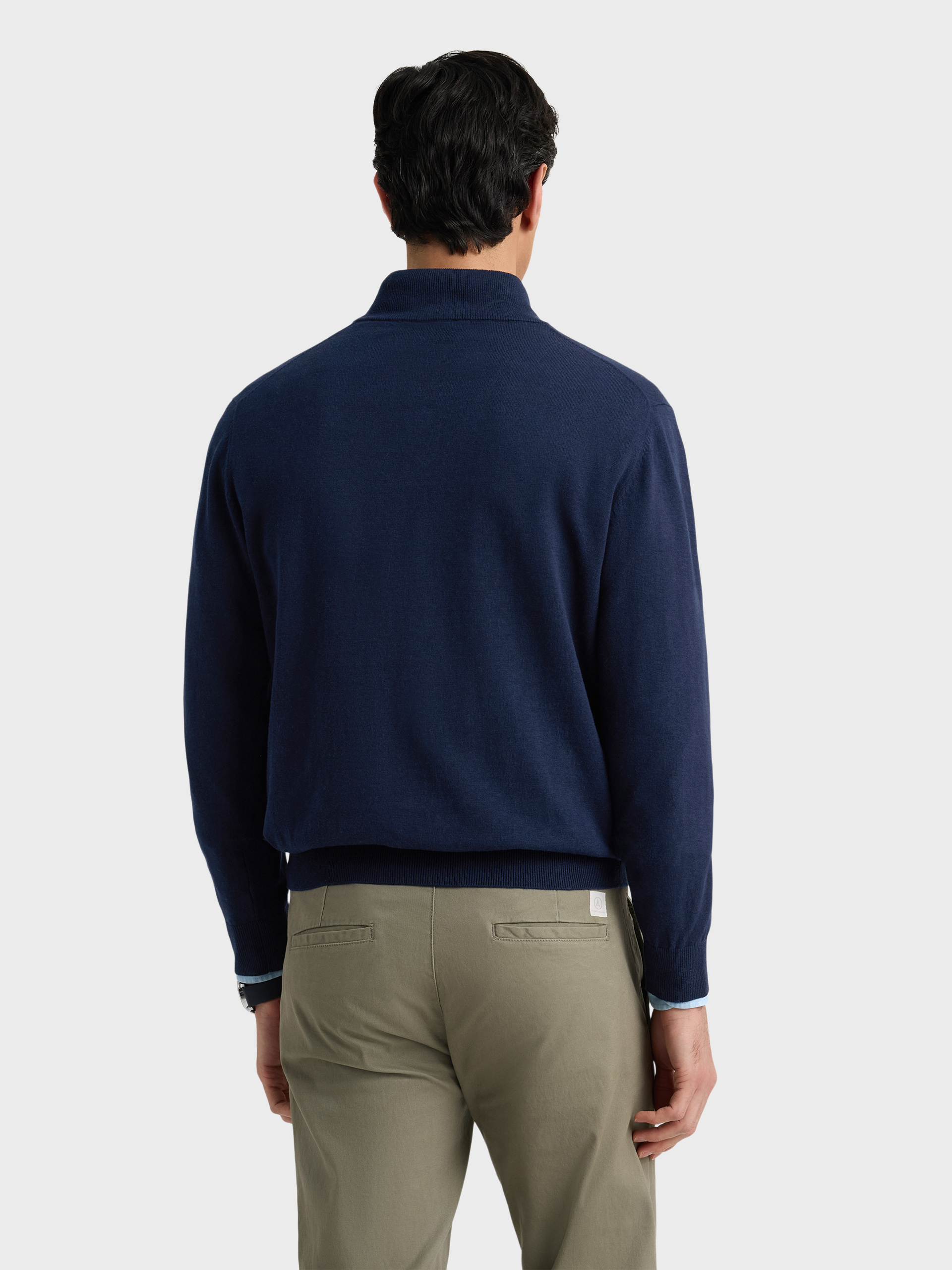 JERSEY BUTTON COLLAR AZUL MARINO