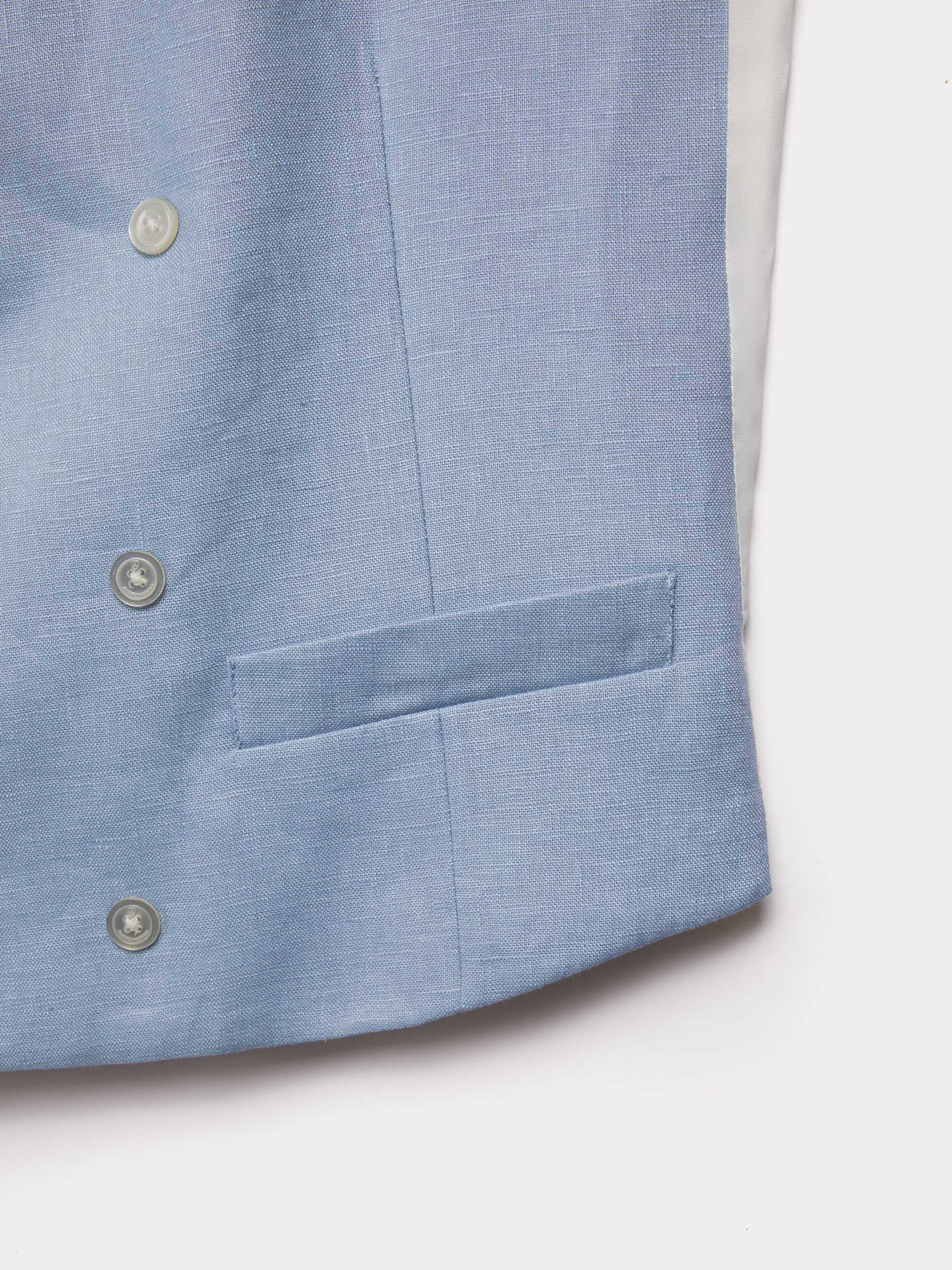 CHALECO LINO CELESTE