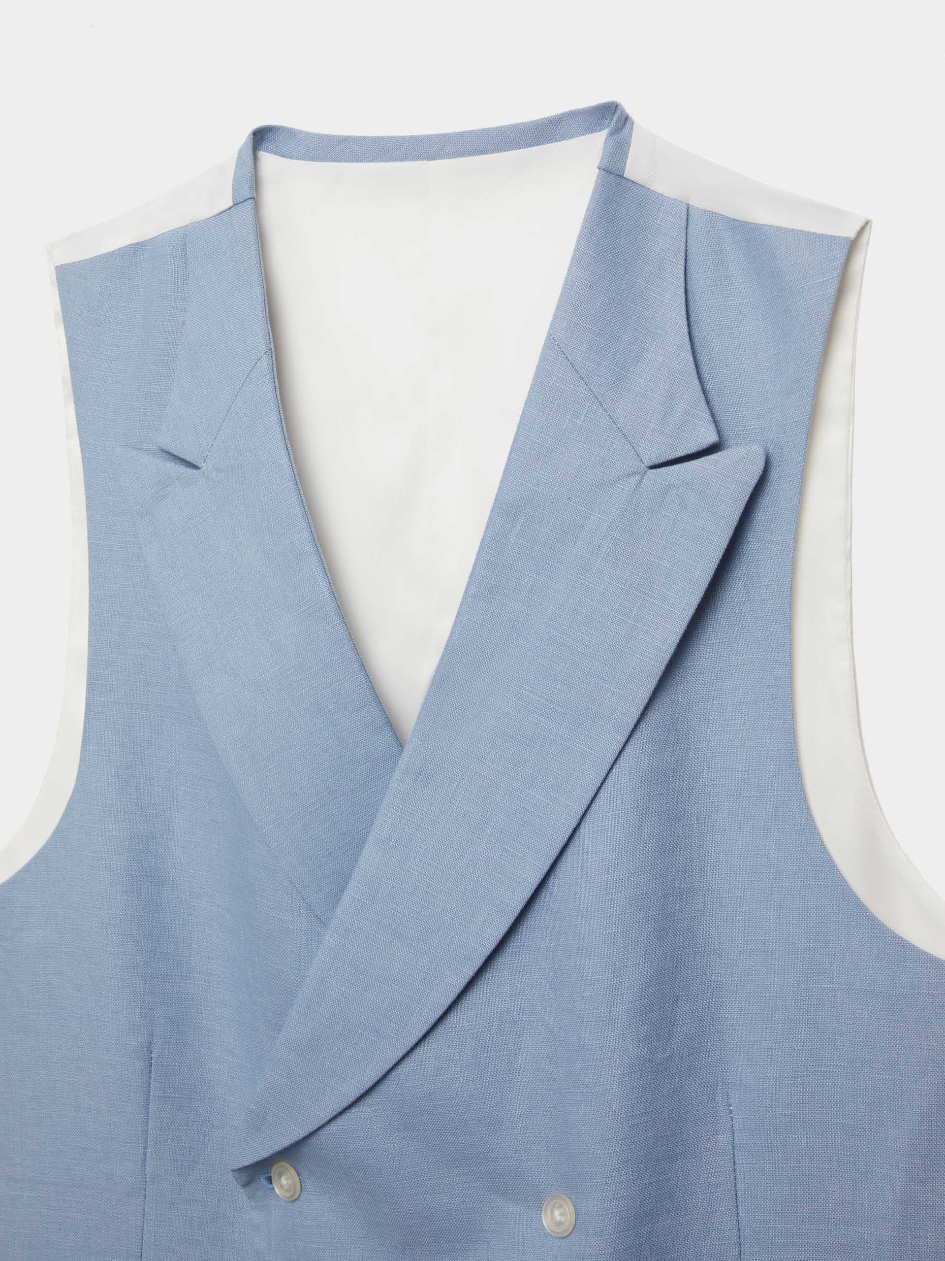 CHALECO LINO CELESTE