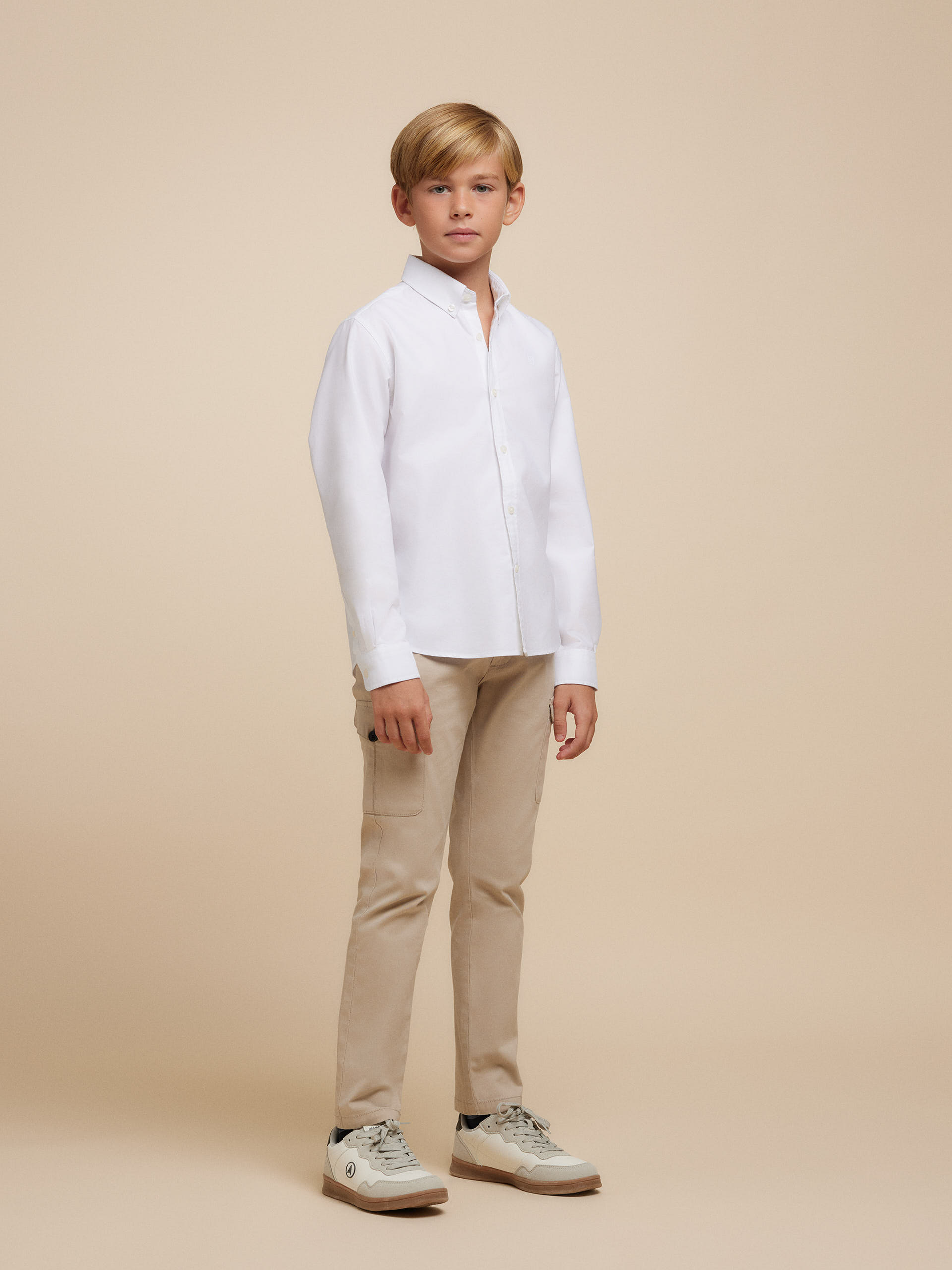 CAMISA OXFORD SOLID KIDS BLANCO